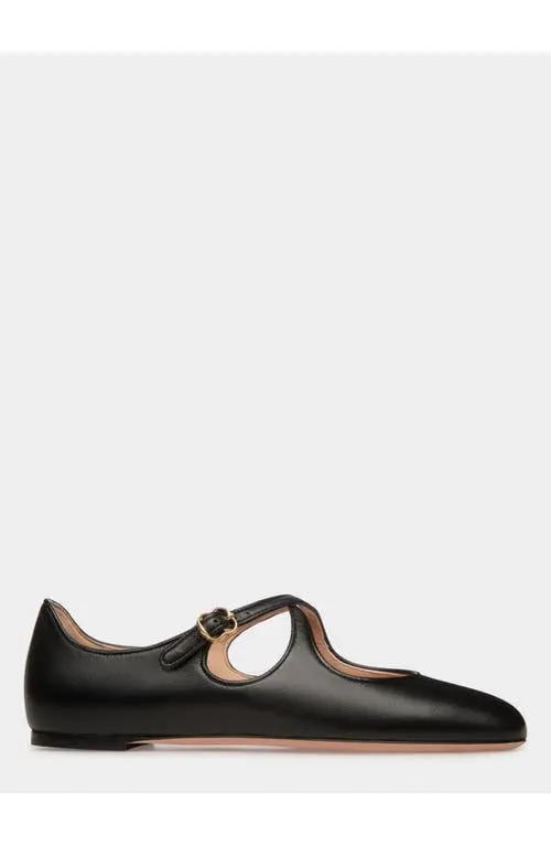 Bally Rina Flat In Lamb Nappa Leather Lined With Goat Leather - Black