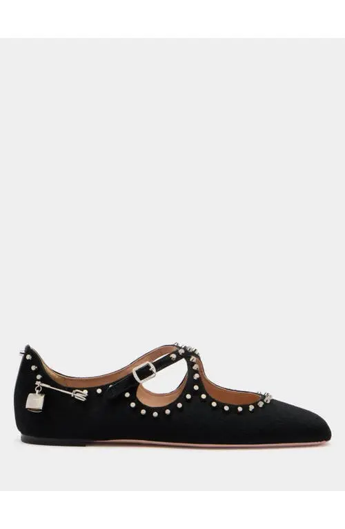 Bally Rina Flat In Pony Hair With Studs - Black
