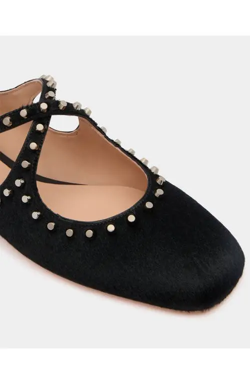 Bally Ballyrina Studded Pony Hair Flats - Black