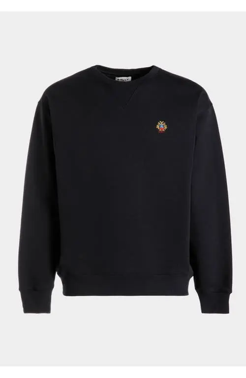 Bally Crewneck Sweatshirt With A Crest Logo - Blue