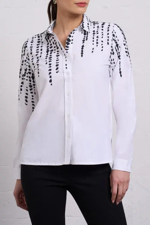 FRANNE GOLDE Cascading Dot Print Cotton Shirt