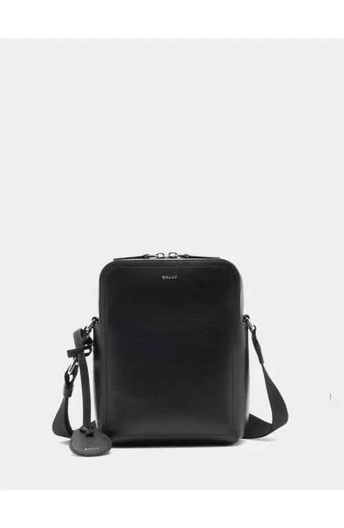 Bally Capitol Crossbody Bag In Grained Bovine Leather - Black+palladio