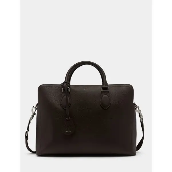 Bally Capitol Briefcase In Grained Leather - Brown