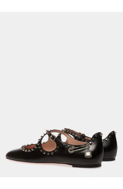 Bally Ballyrina Leather Flat With Studs - Black