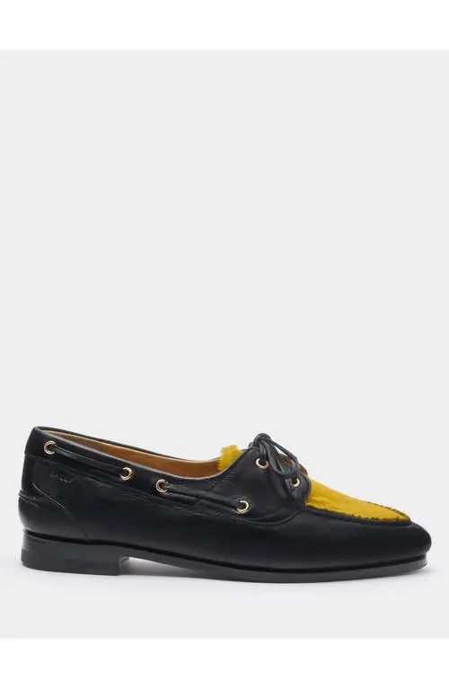 Bally Plume Moccasin In Leather - Black/anis
