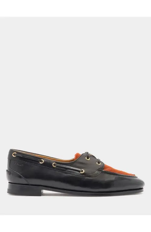 Bally Plume Moccasin In Leather - Black/faggio