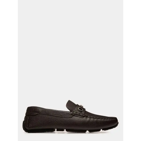 Bally Pilot Driver In Bovine Grained Leather - Ebano 21