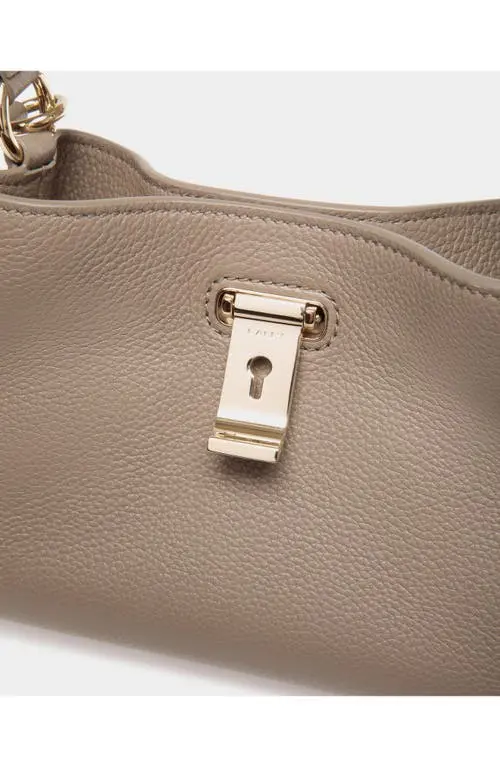 Bally Lock Me Mini Bag In Grained Leather - Brown