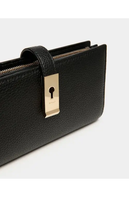 Bally Lock Me Long Wallet In Leather - Black