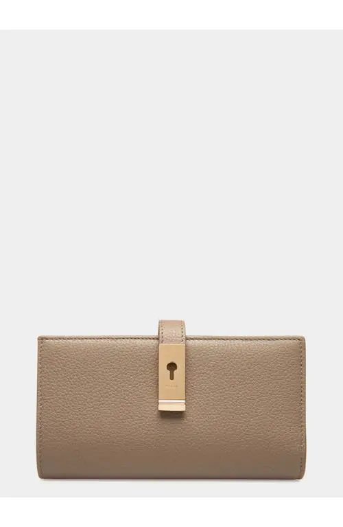 Bally Lock Me Long Wallet In Leather - Brown