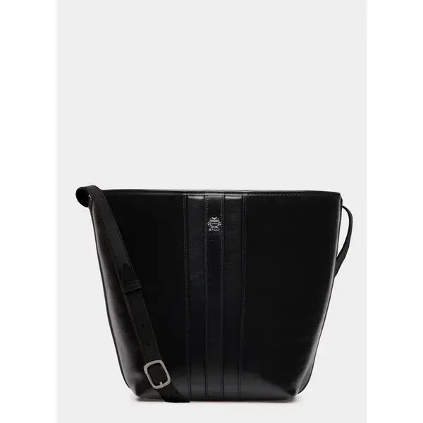 Bally Signature Bucket Bag In Buffalo Leather - Black+palladio