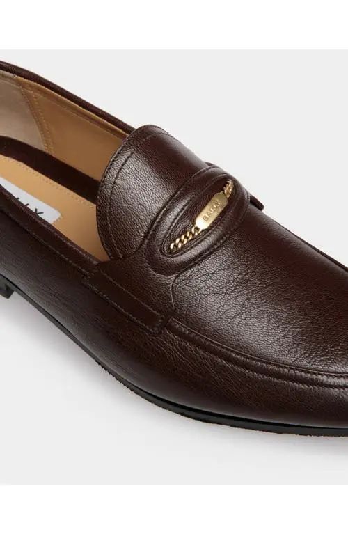 Bally Plume Loafer In Grained Leather - Brown