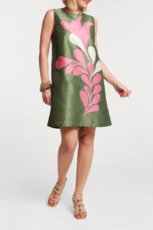 FRANCES VALENTINE Lilly Shift Dress Modern Palm - Treetop/multi