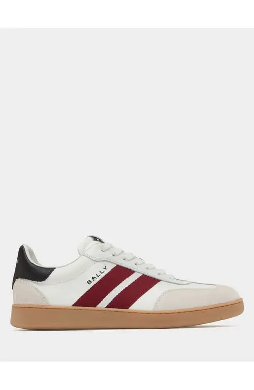 Bally Retro Crest Sneaker In Plain Leather - White/blk/ballyred