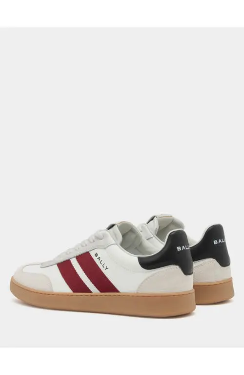 Bally Retro Crest Leather Sneakers - White/blk/ballyred