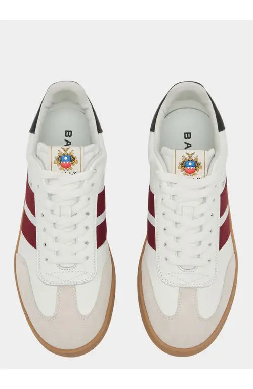 Bally Retro Crest Leather Sneakers - White/blk/ballyred