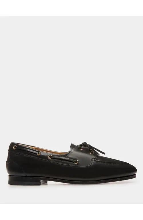 Bally Plume Moccasin In Buffalo Leather - Black