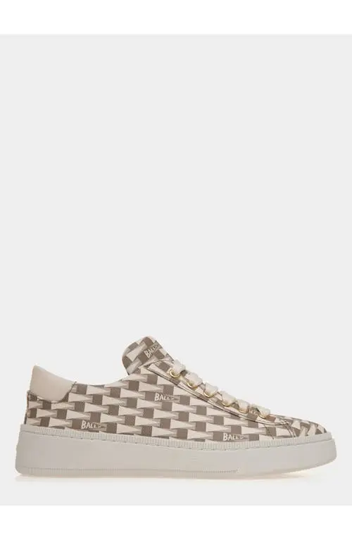 Bally Raise Sneaker In Pennant Motif Fabric - Natural