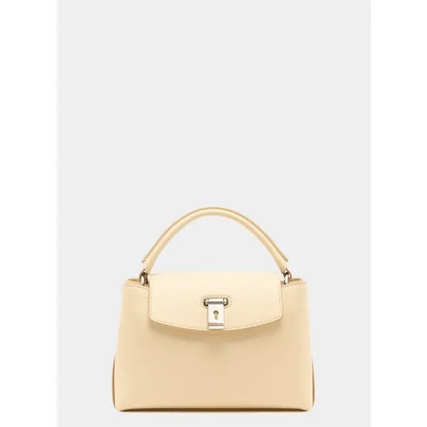 Bally Lock Me Small Top Handle Bag In Grained Leather - Ginger 19+palladio