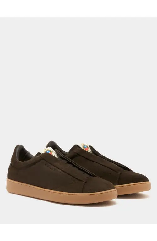 Bally Retro Crest Sneaker In Suede - Ebony 50