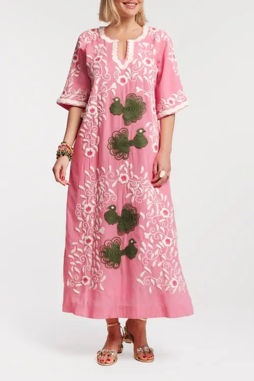 FRANCES VALENTINE Peacock Caftan - Pink/multi