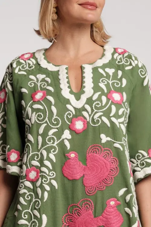 FRANCES VALENTINE Peacock Caftan - Treetop/multi