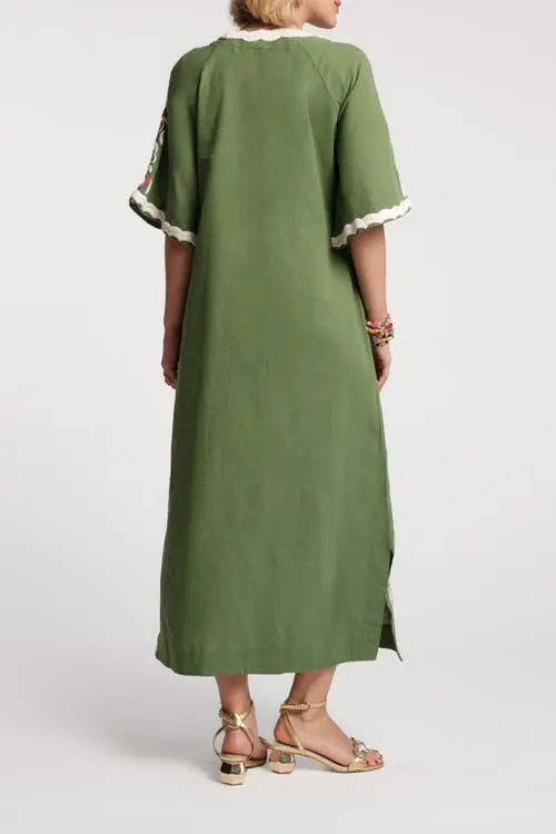 FRANCES VALENTINE Peacock Caftan - Treetop/multi