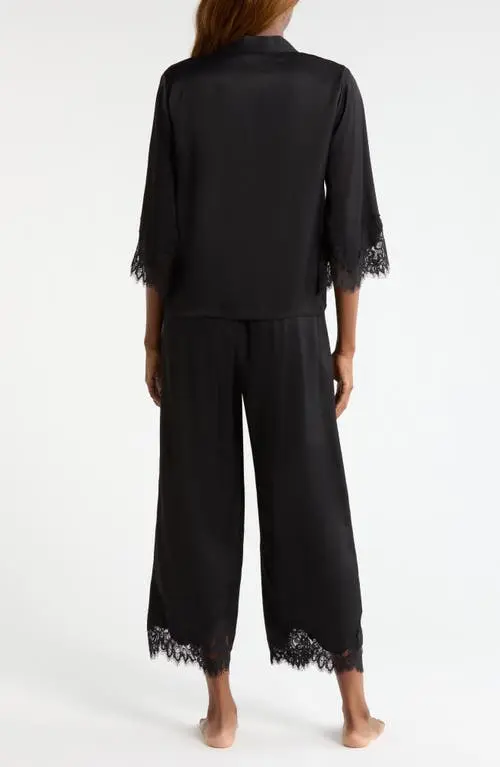 Nordstrom Midnight Lace Satin Pajamas - Black