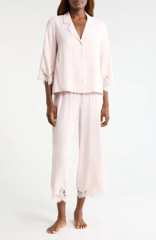 Nordstrom Midnight Lace Satin Pajamas - Pink Loft