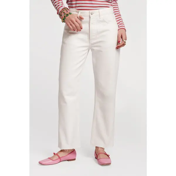 FRANCES VALENTINE Straight-leg Jeans With Frayed Hem