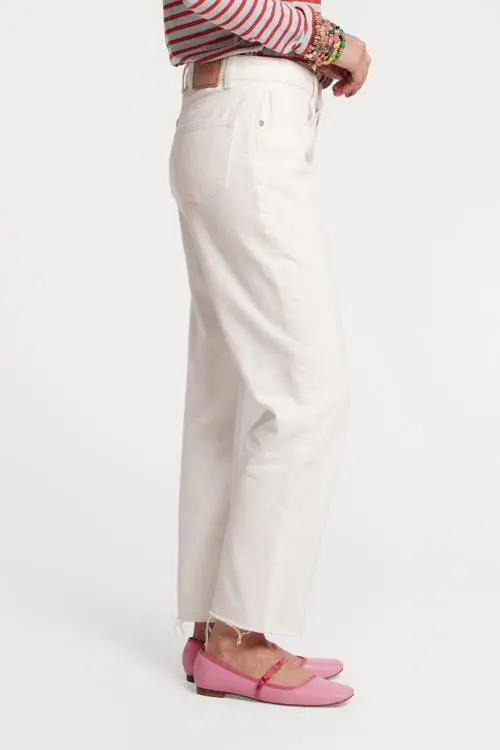FRANCES VALENTINE Straight-leg Jeans With Frayed Hem