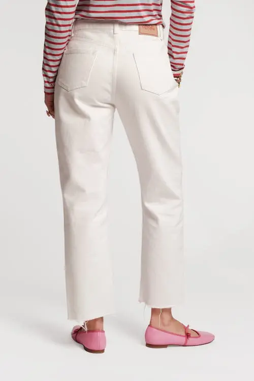 FRANCES VALENTINE Straight-leg Jeans With Frayed Hem