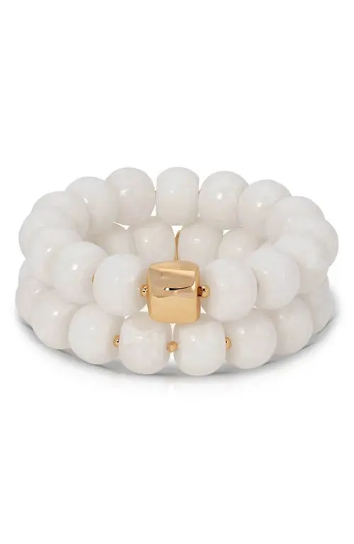 Ettika Set Of Two Power Beaded Stackable Bracelets - Bone