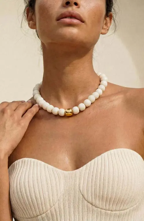 Ettika Power Bead Statement Necklace - Bone