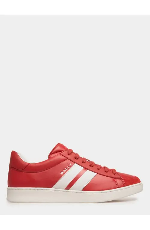 Bally Tennis Sneaker In Candy And Leather - Red