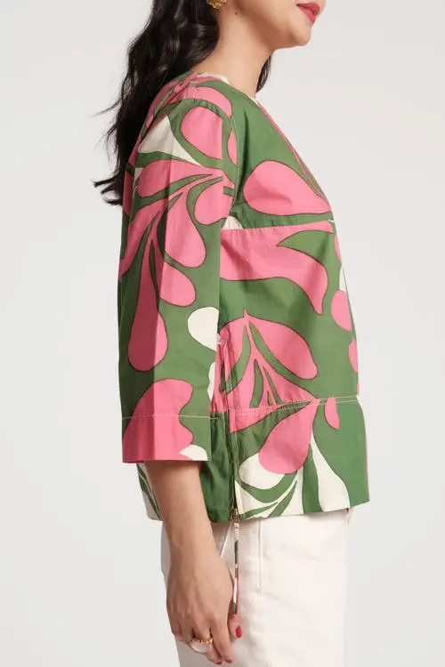 FRANCES VALENTINE Carly Top Mid-century Palm Print