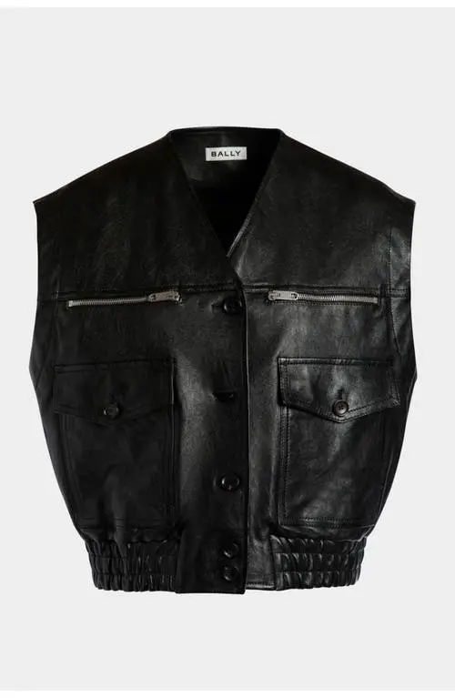 Bally Vest In Leather - Black