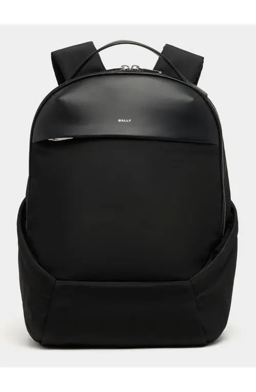 Bally Vogel Backpack In Nylon And Recycled Leather - Black+palladio