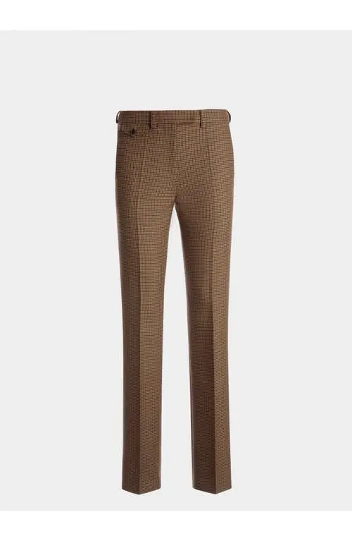 Bally Tailored Straight Leg Pants In Desert Wool - Brown