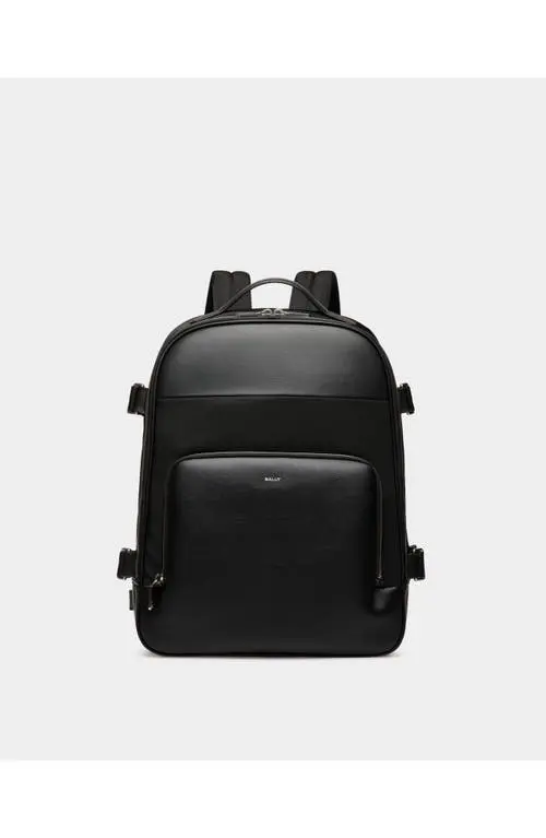 Bally Vogel Backpack In Nylon And Recycled Bovine Leather - Black+palladio
