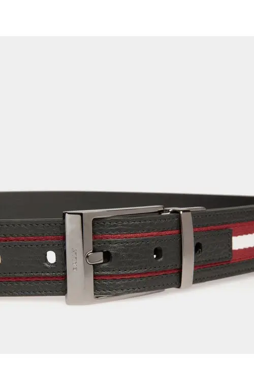 Bally Shiffie 35 Mm Reversible Belt - Black+red/bone+rut