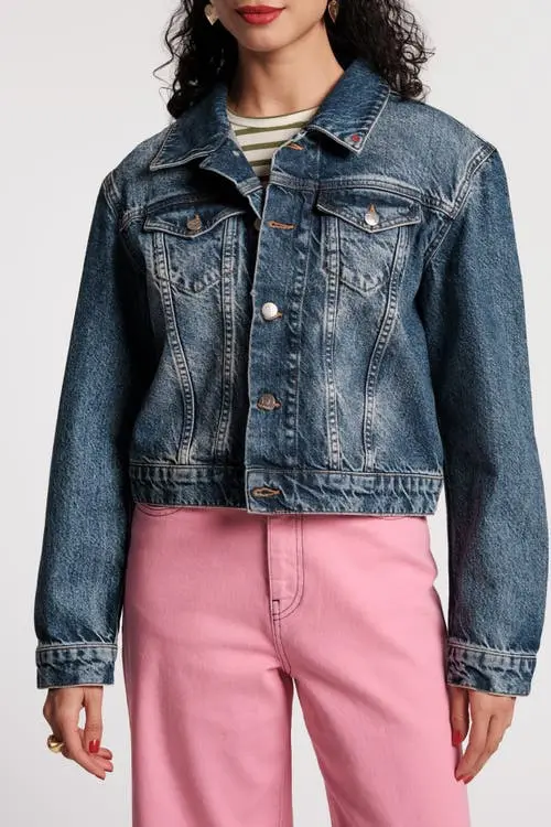 FRANCES VALENTINE Taylor Sweetheart Denim Jacket - Navy