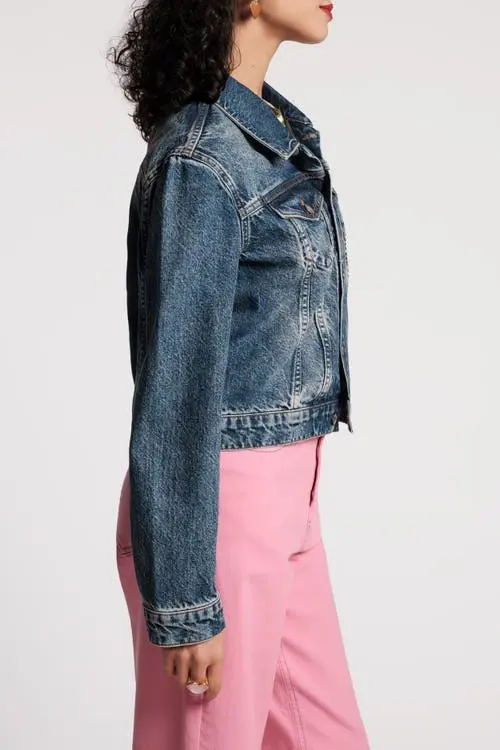 FRANCES VALENTINE Taylor Sweetheart Denim Jacket - Navy