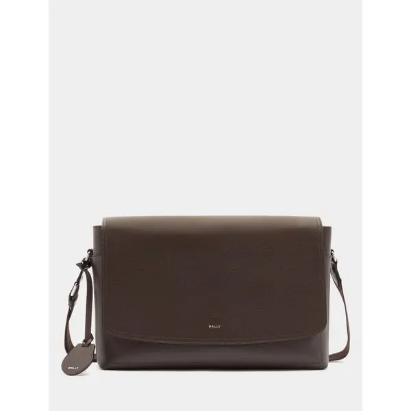 Bally Capitol Messenger Bag In Grained Leather - Brown