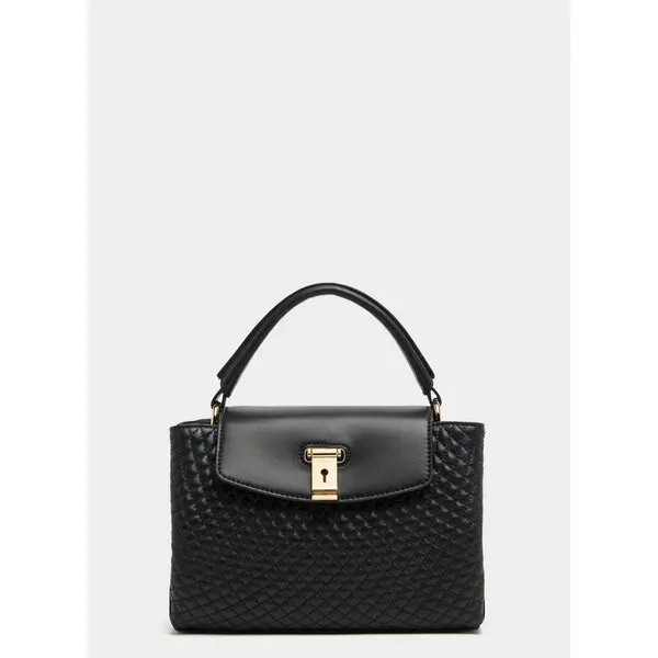 Bally Lock Me Small Top Handle Bag In Quilted Leather - Black