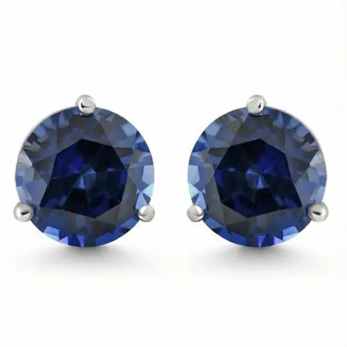BLISS DIAMOND 7ct Round Sapphire Stud Earrings - White Gold