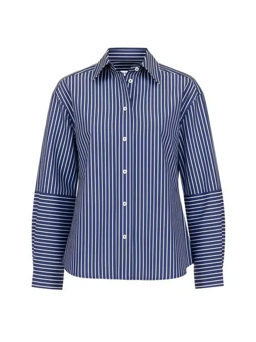 CALLAS MILANO Aura Lantern Sleeve Stripe Shirt - Navy/white