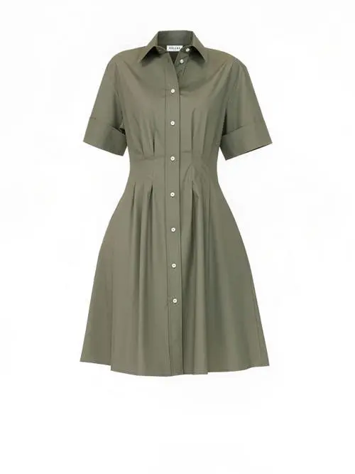 CALLAS MILANO Bergamo Fit And Flare Shirt Dress - Olive
