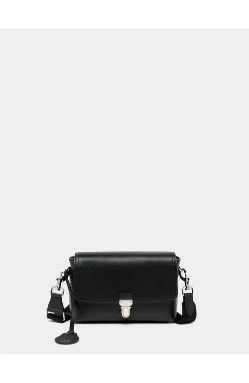 Bally Capitol Crossbody Bag In Grained Leather - Black+palladio