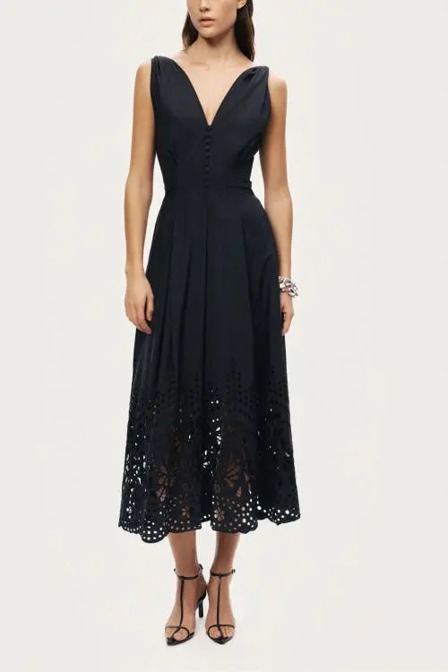 NOCTURNE Sleeveless Embroidered Midi Dress